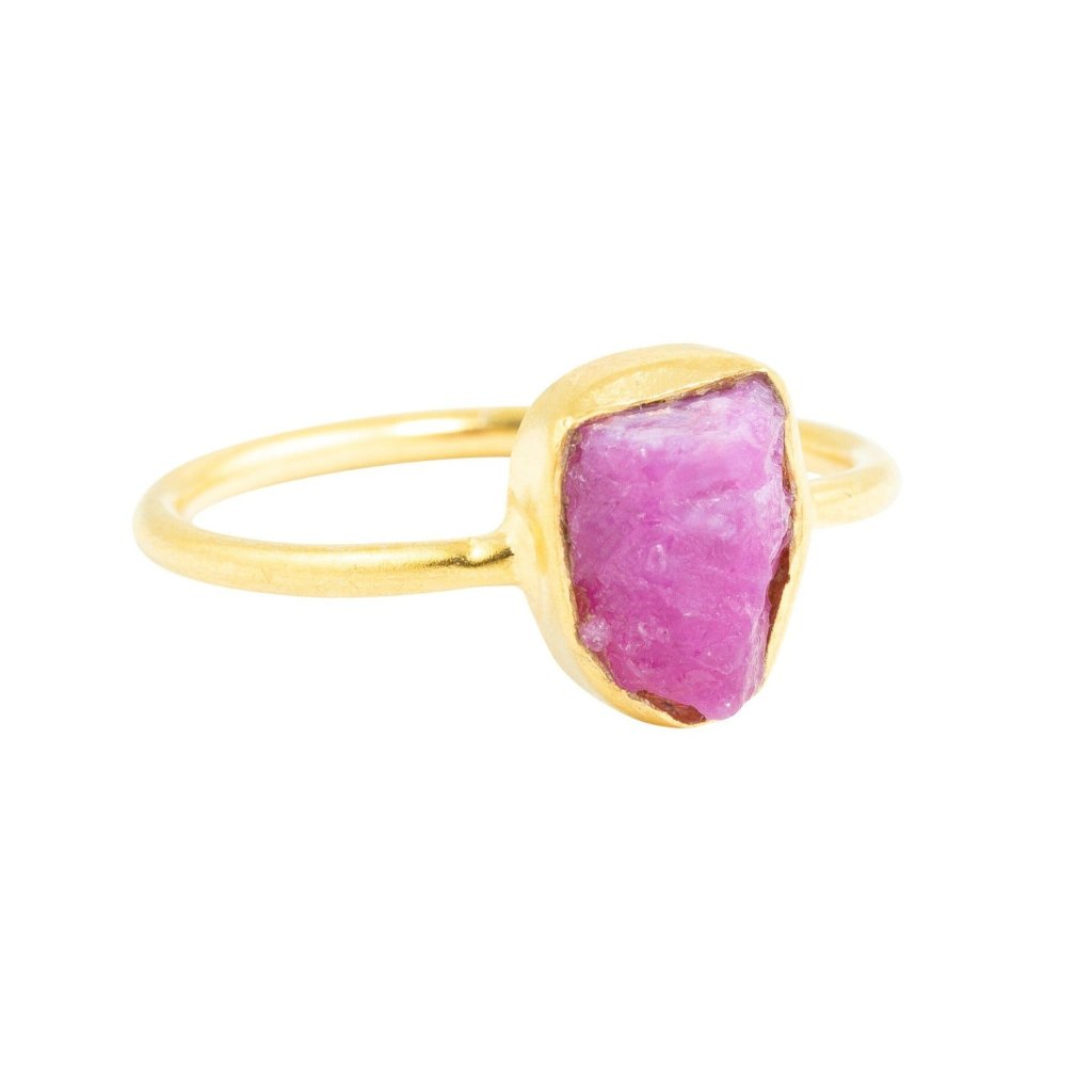 Raw Cut Ruby Ring - Bezel Setting – Opium Jewels