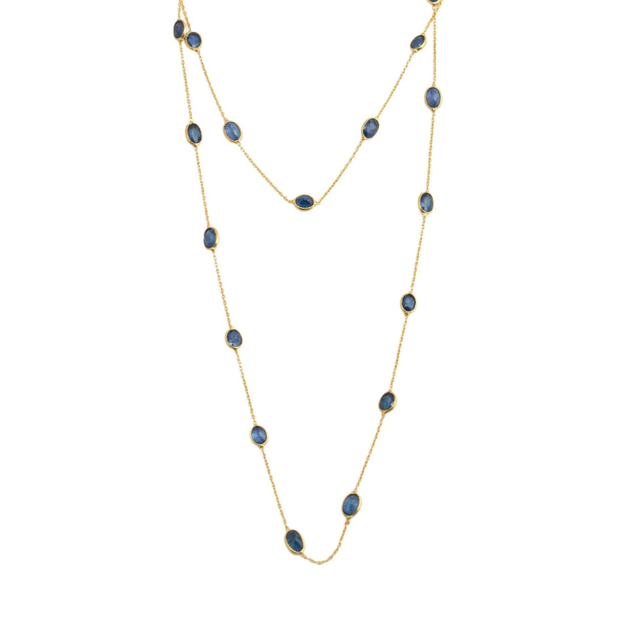Long Chain Necklace - Blue Sapphires – Opium Jewels