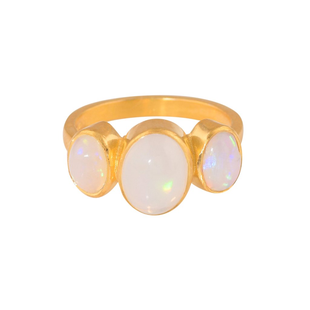 Opal Three Stone Cocktail Ring – Opium Jewels