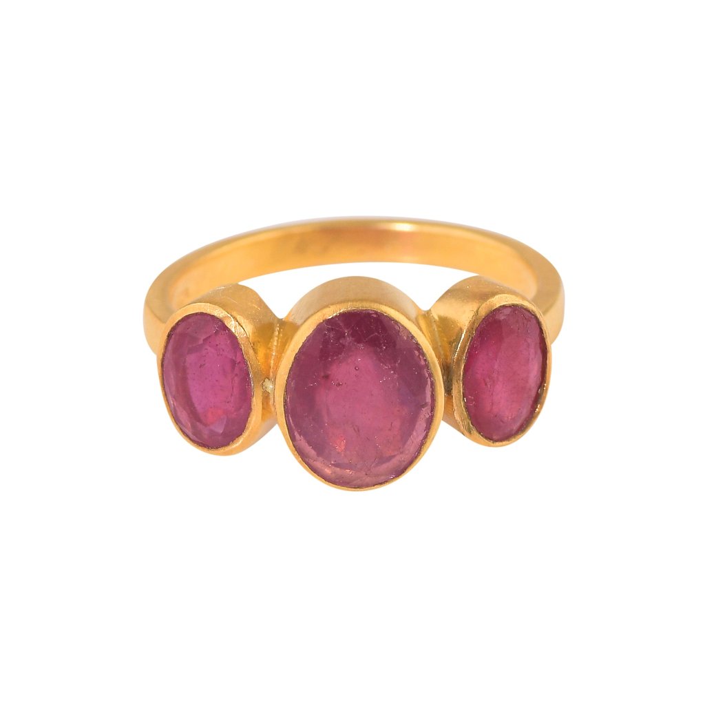 Ruby Three Stone Cocktail Ring – Opium Jewels