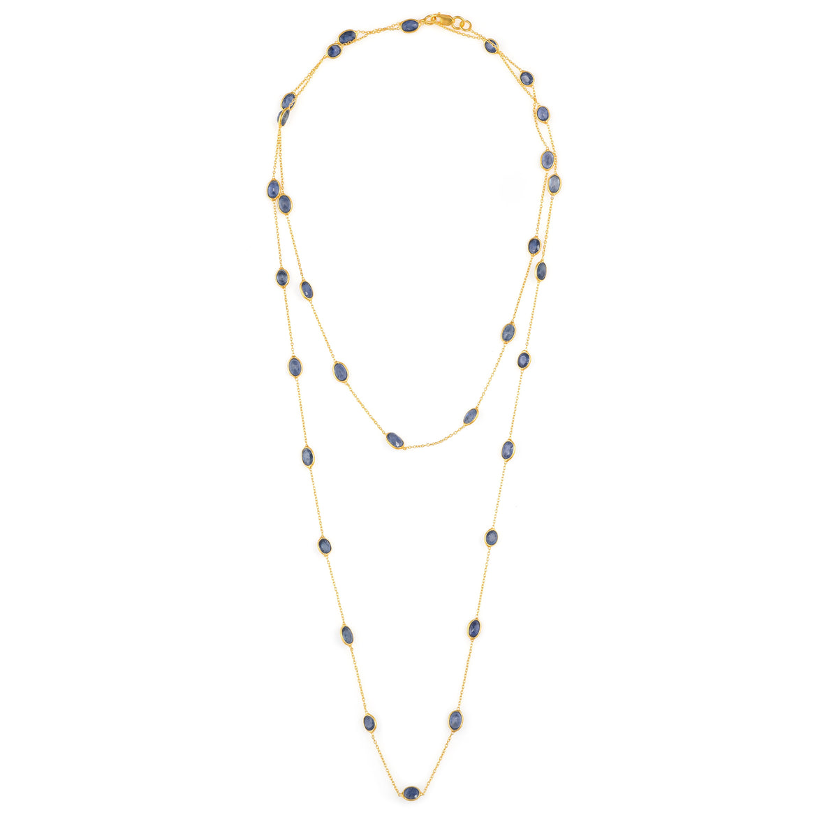 Long Chain Necklace - Blue Sapphires – Opium Jewels
