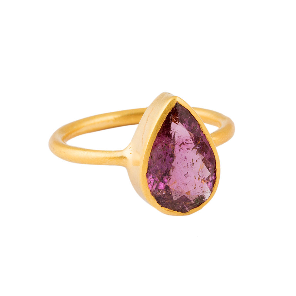 Pink Tourmaline Teardrop Ring – Opium Jewels